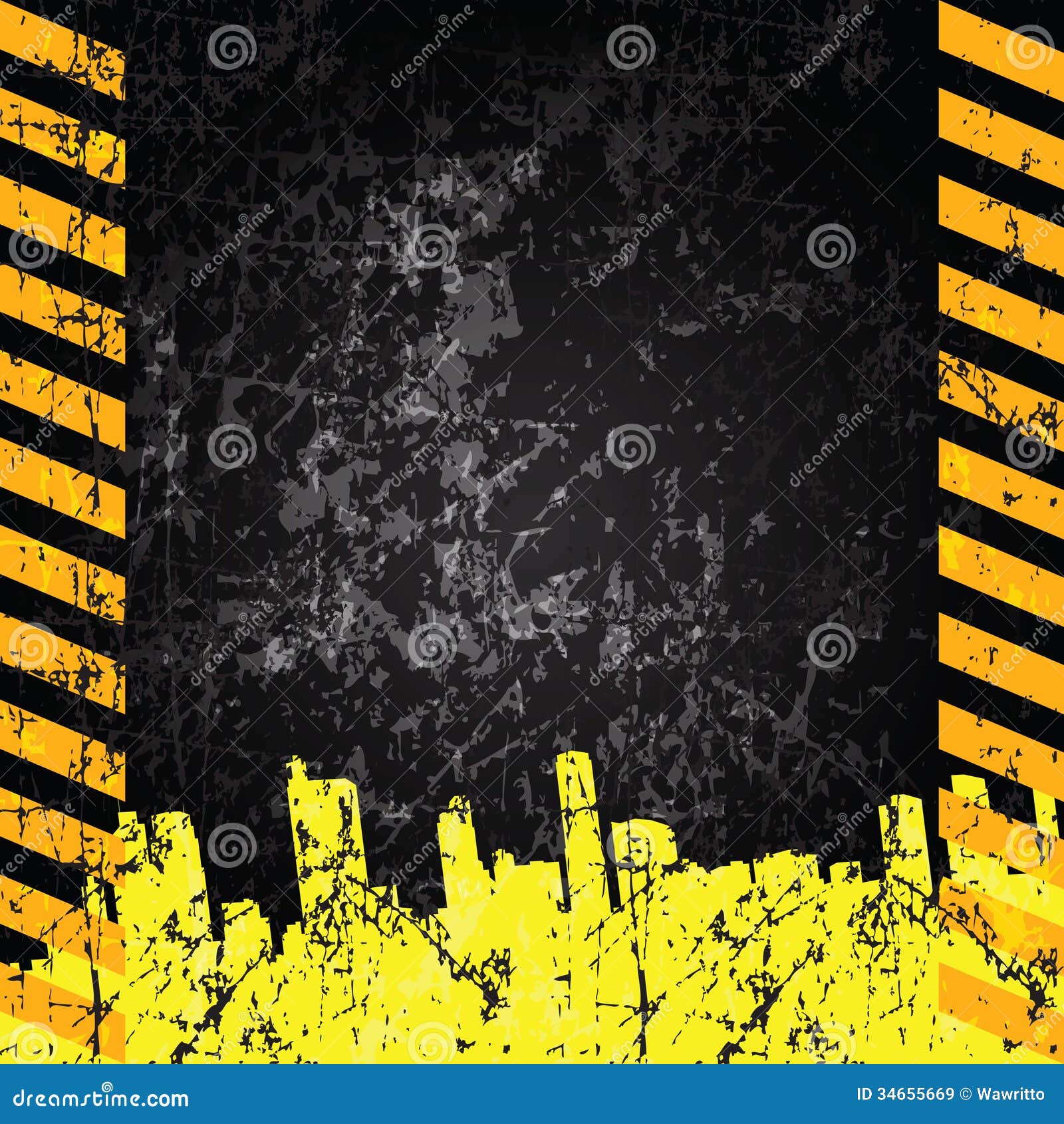 Vector Grunge Background with Caution Stripes Stock Vector ...