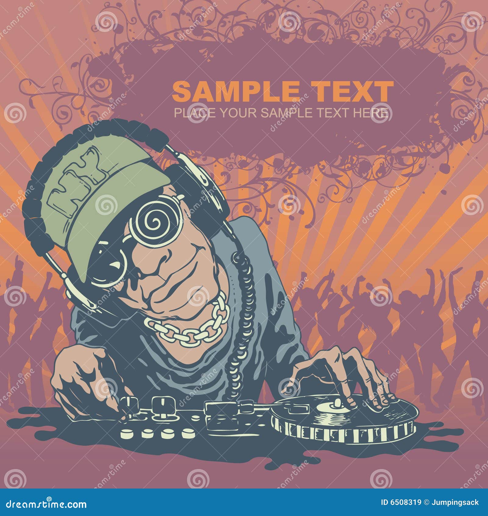 Vector Grunge Background with DJ Stock Vector - Illustration of person ...