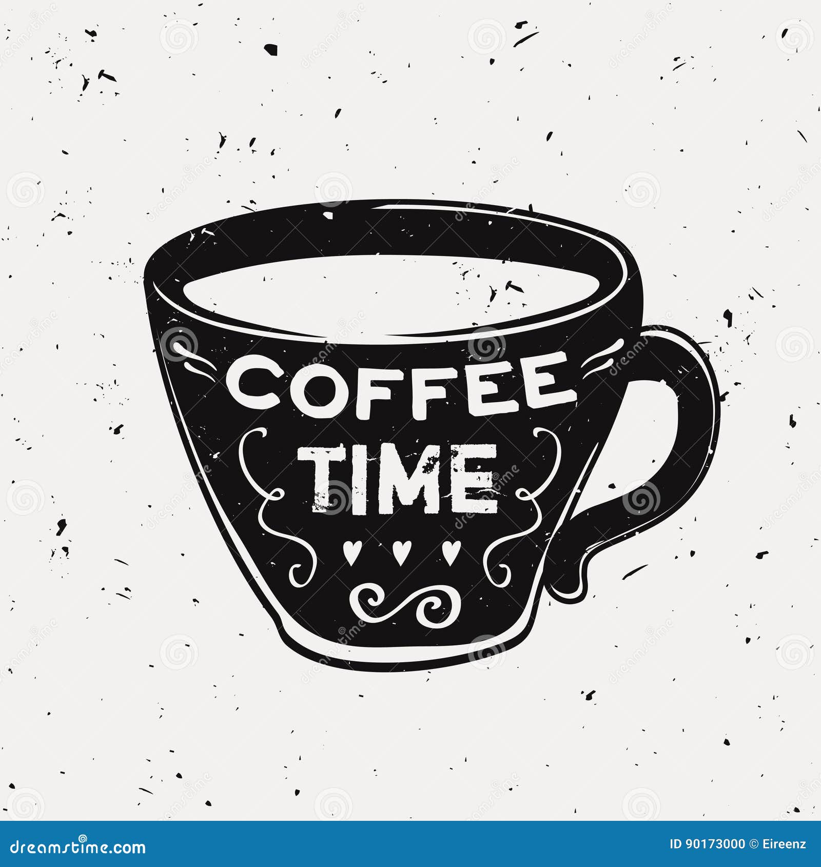 Vector Grunge Illustration of a Coffee Cup with Typography Text Stock ...