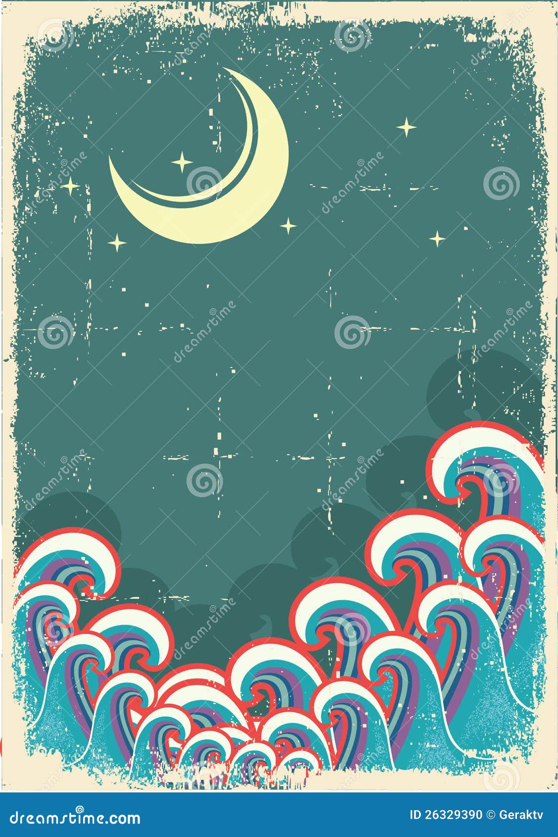 Vector Grunge Illustration With Moon Stock Vector - Illustration of ...