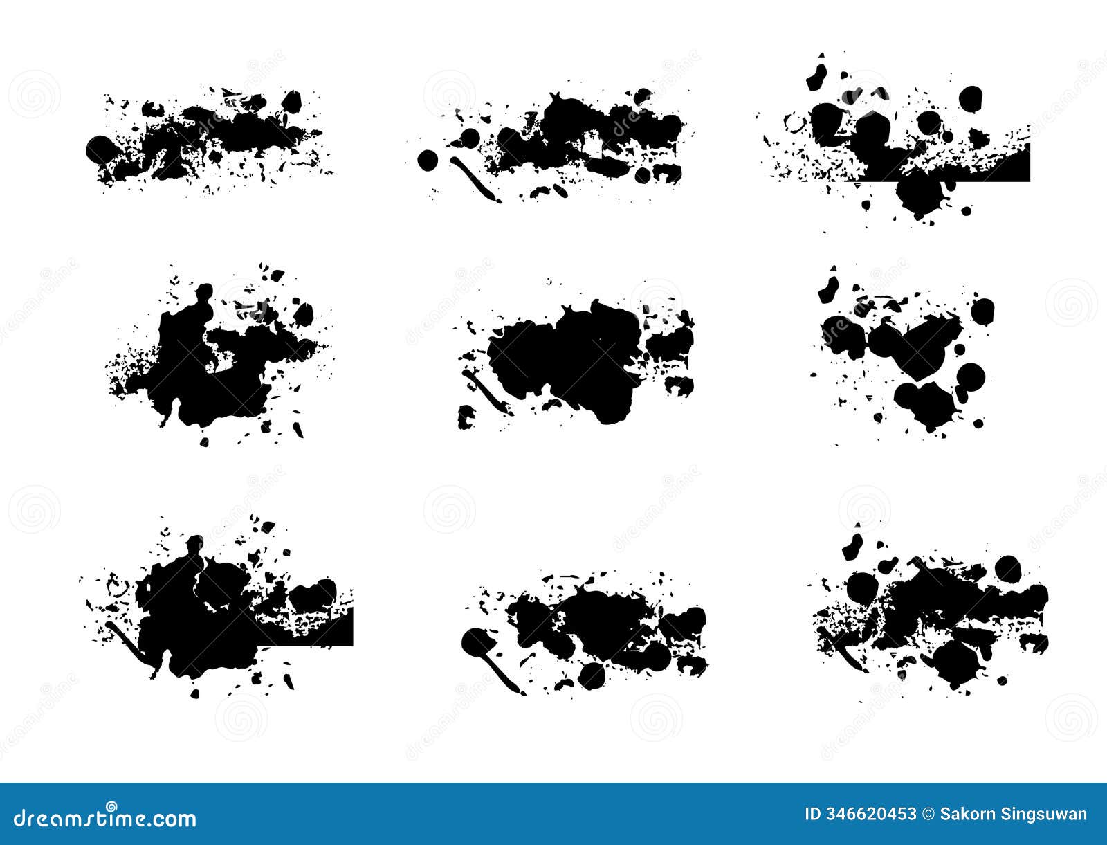 Vector Grunge Ink Splatter. Spray Drops Staining And Frame With Wet ...