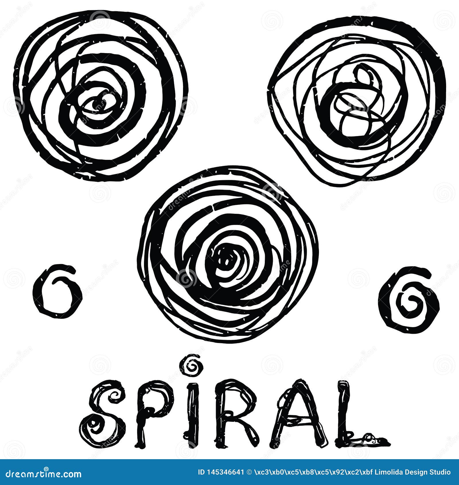 Vector Grunge Organic Ink Textured Spiral Set. Abstract Design Elements ... Vector Grunge Organic Ink Textured Spiral Set. Abstract Design Elements ...
