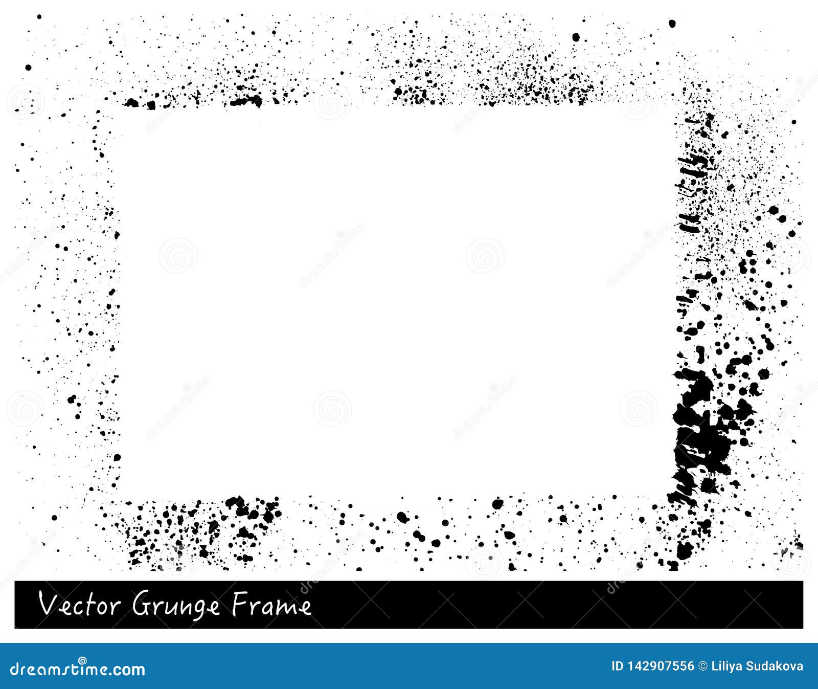 Vector Grunge Rectangle Frame with Splash Texture Hand Drawn Background ...