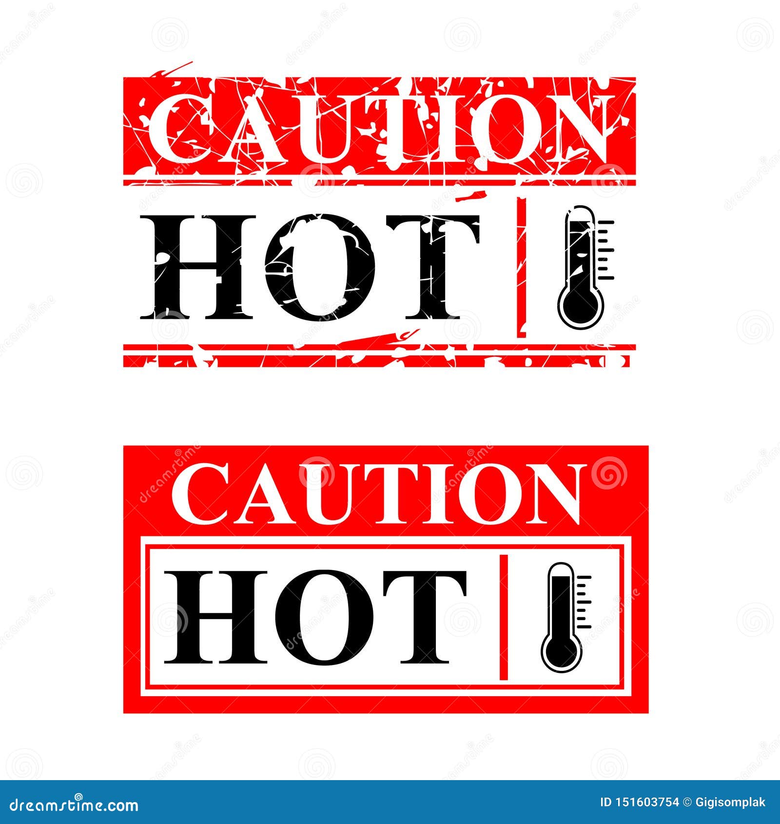 Simple Vector Grunge Red Rubber Stamp, Caution Hot, Isolated on White ...