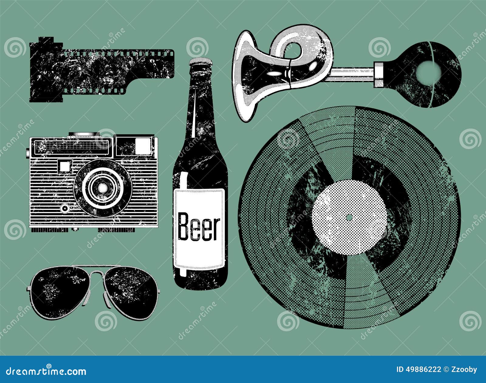 Vector Grunge Set of Retro Things for Hipster. Stock Vector ...