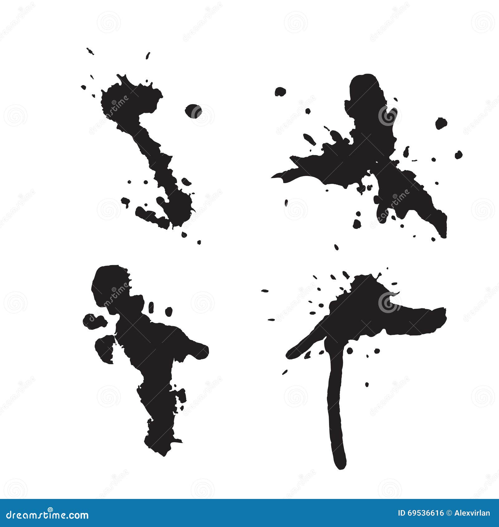 Vector Grunge Splashes and Drips Stock Vector - Illustration of black ...