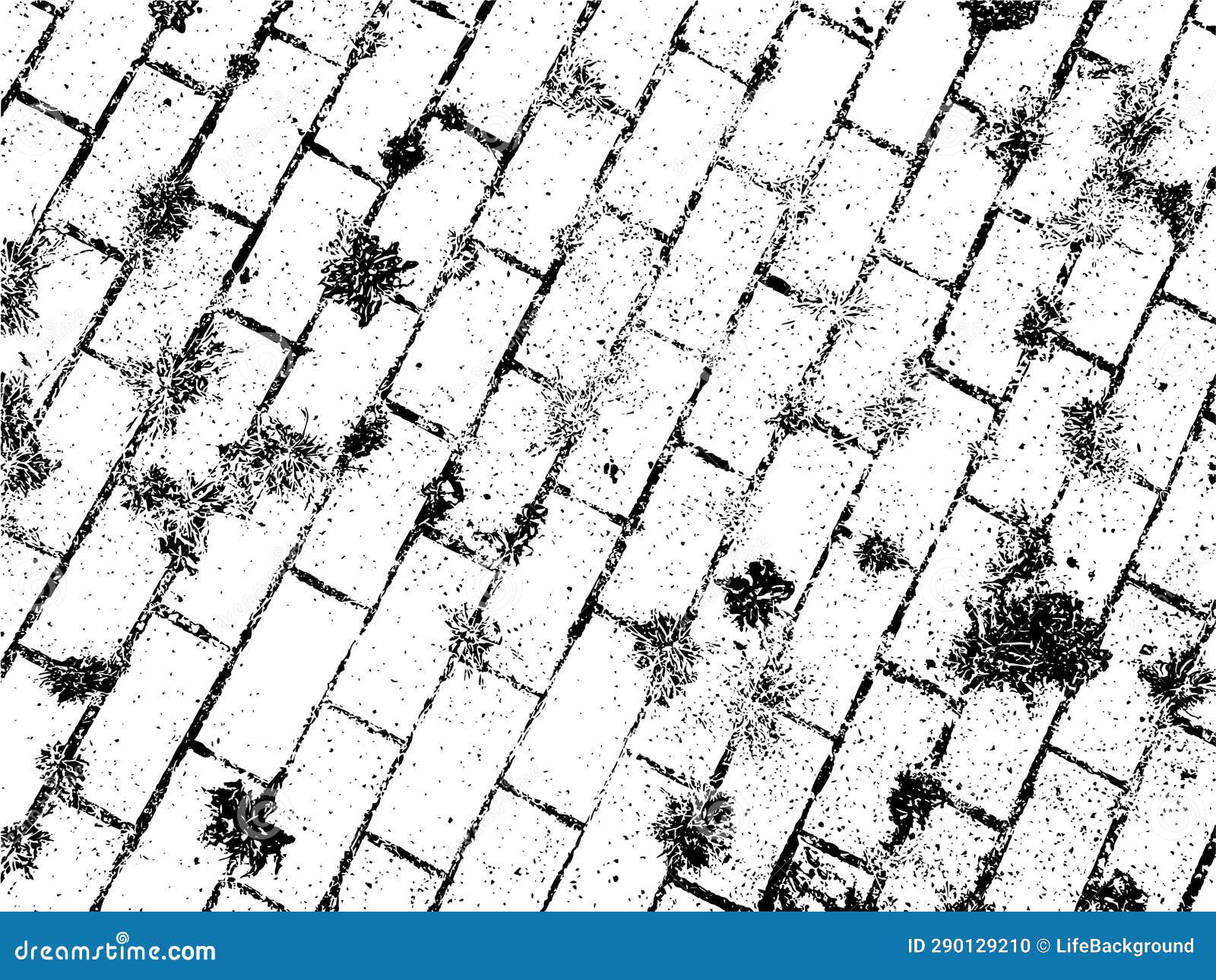 Vector Grunge Texture of Paving Slabs with Grass Breaking through ...