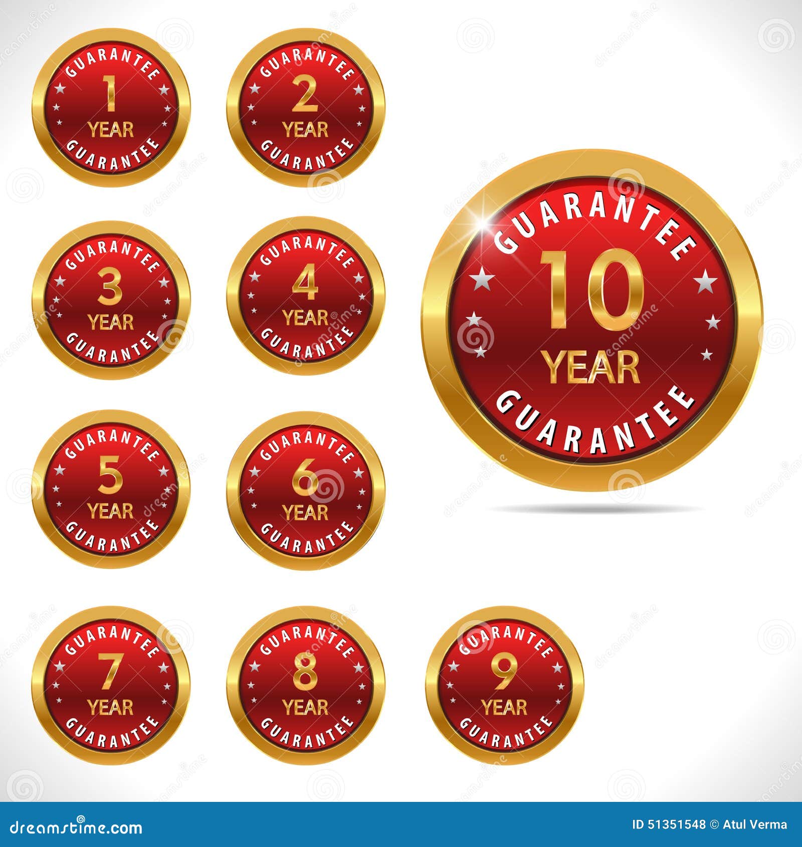 Vector Guarantee Sign, Warranty Label Set for All Years Stock Vector ...