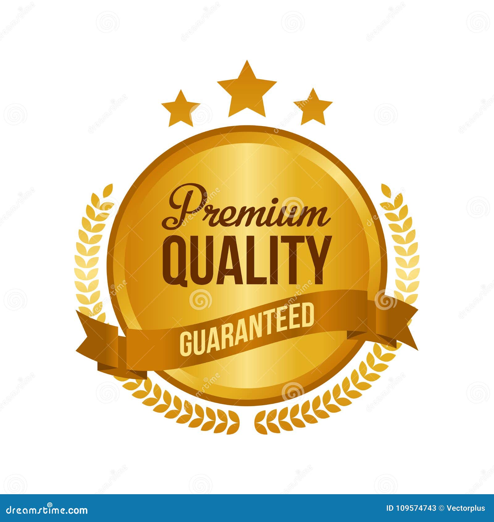 Vector Guaranteed Premium Quality Gold Sign, Round Label Stock ...