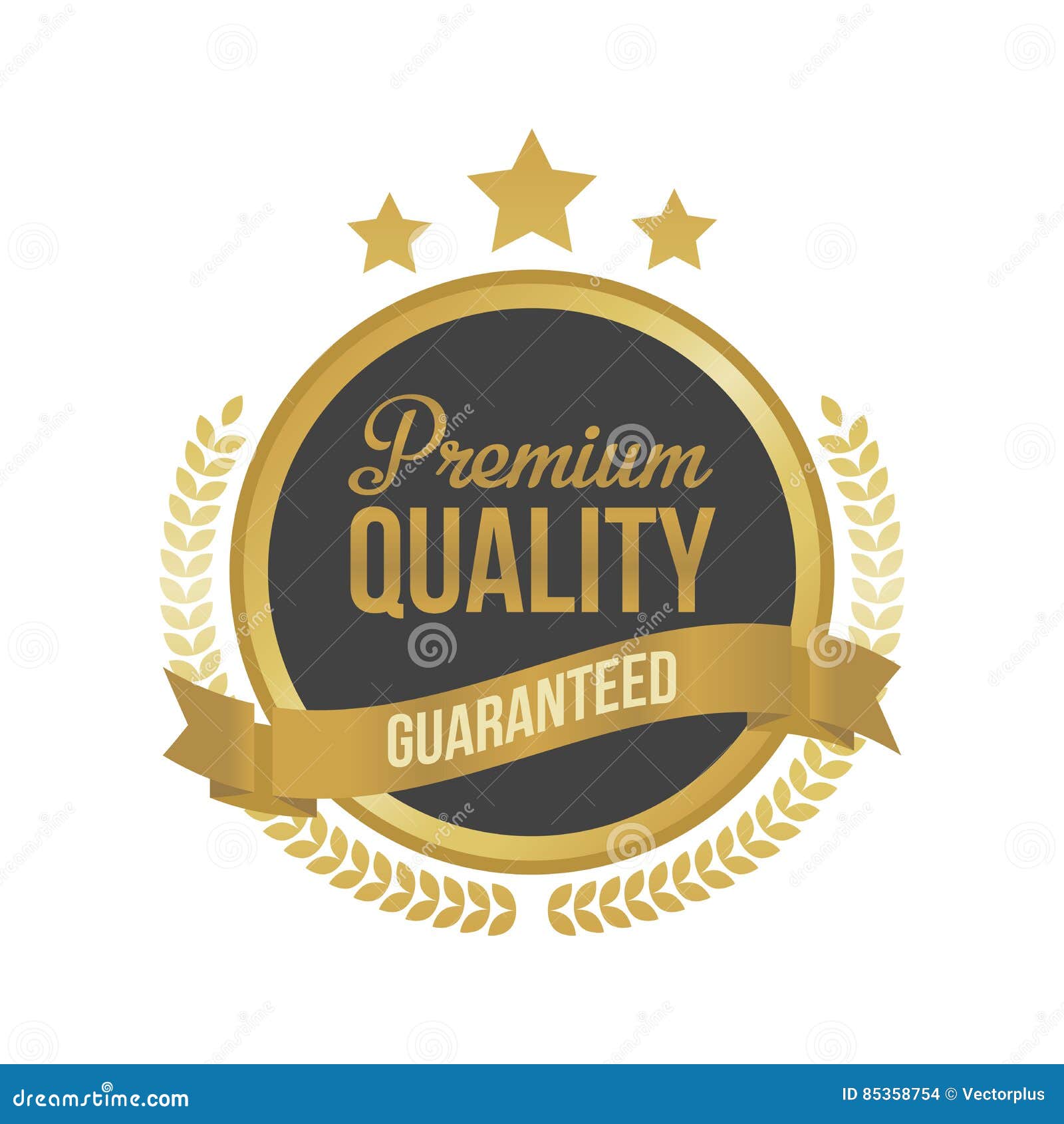 Vector Guaranteed Premium Quality Gold Sign, Round Label Stock ...