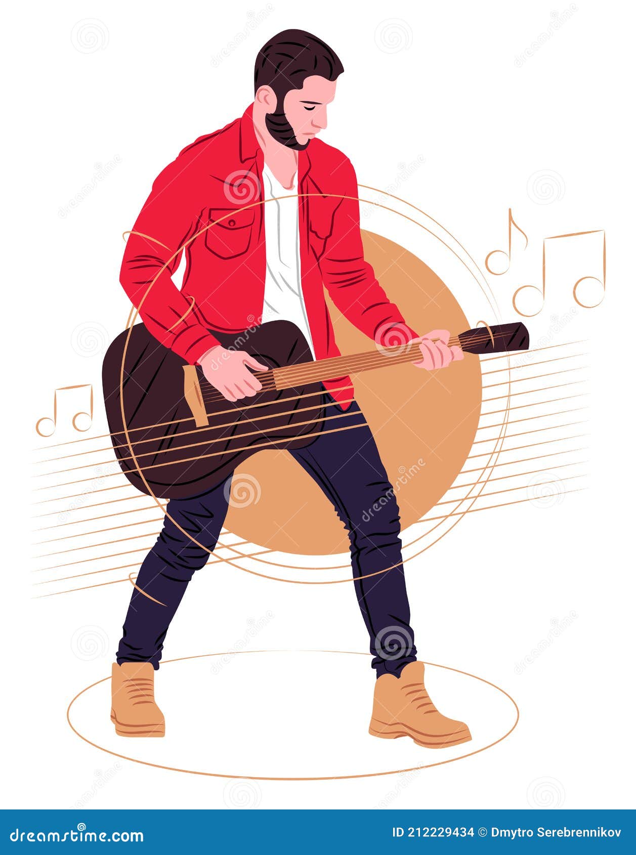 Vector Guitarist in Shadow of Sharp Lines Style Stock Vector ...