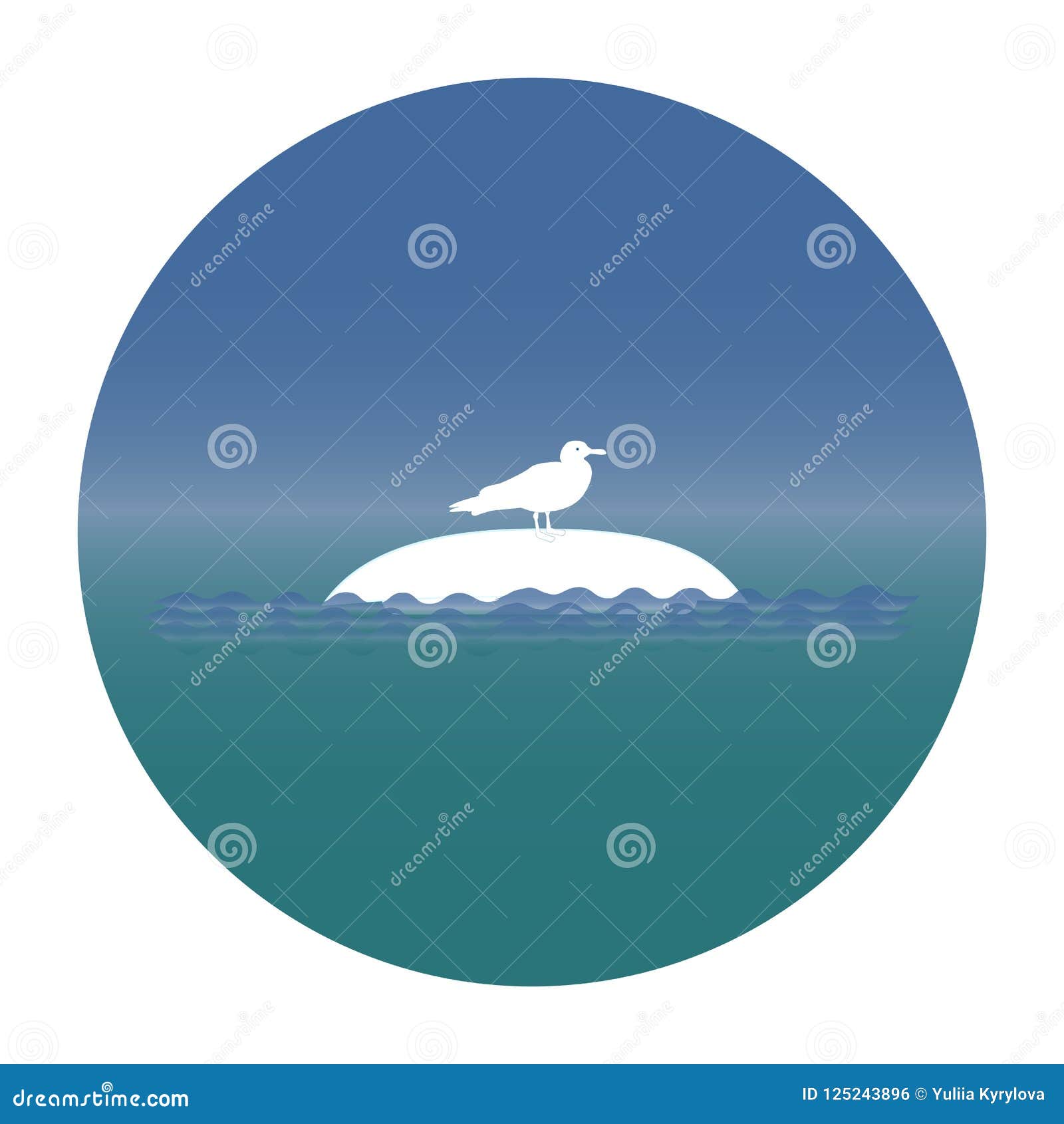 Vector Gull Icon Sitting on an Inverted Ship, Vector Illustration Stock ...