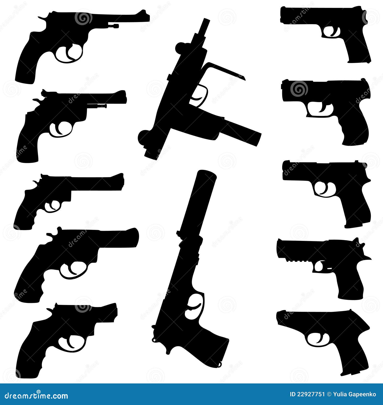 Vector guns set stock vector. Illustration of round, colt - 22927751