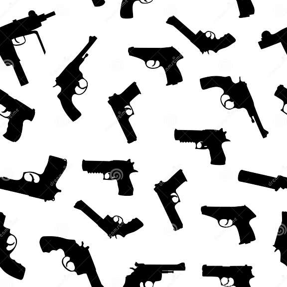 Vector Guns Set Seamless Pattern Stock Vector - Illustration of modern ...