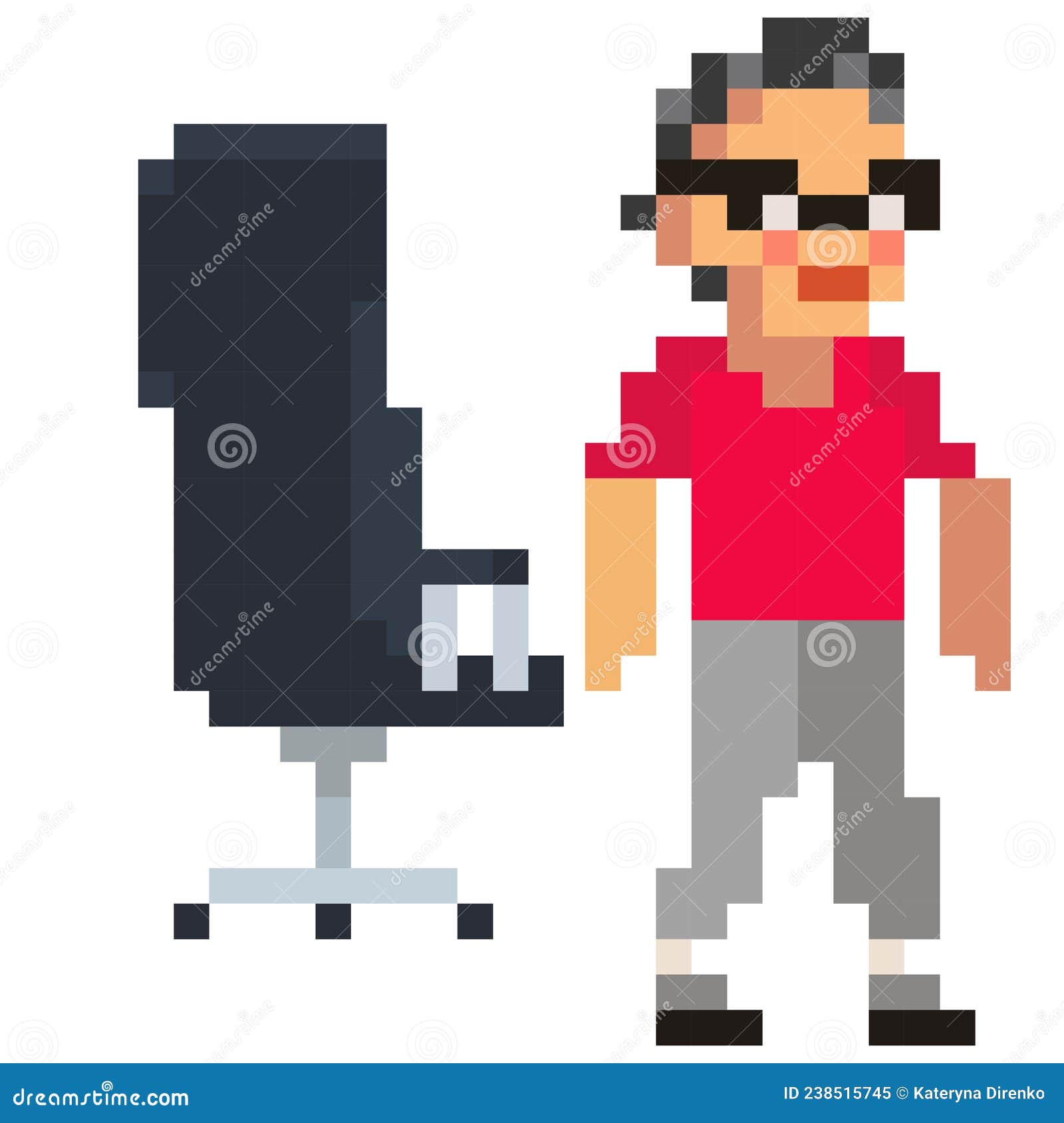 Vector of a Guy Relaxing. Happy and Relax, in Pixel Art Style. Bit ...