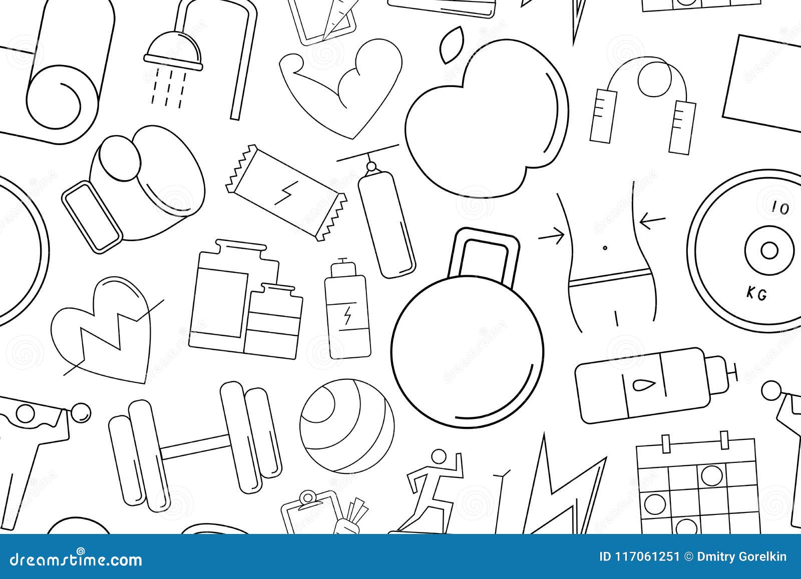 Vector Gym Pattern. Gym Seamless Background Stock Vector - Illustration ...