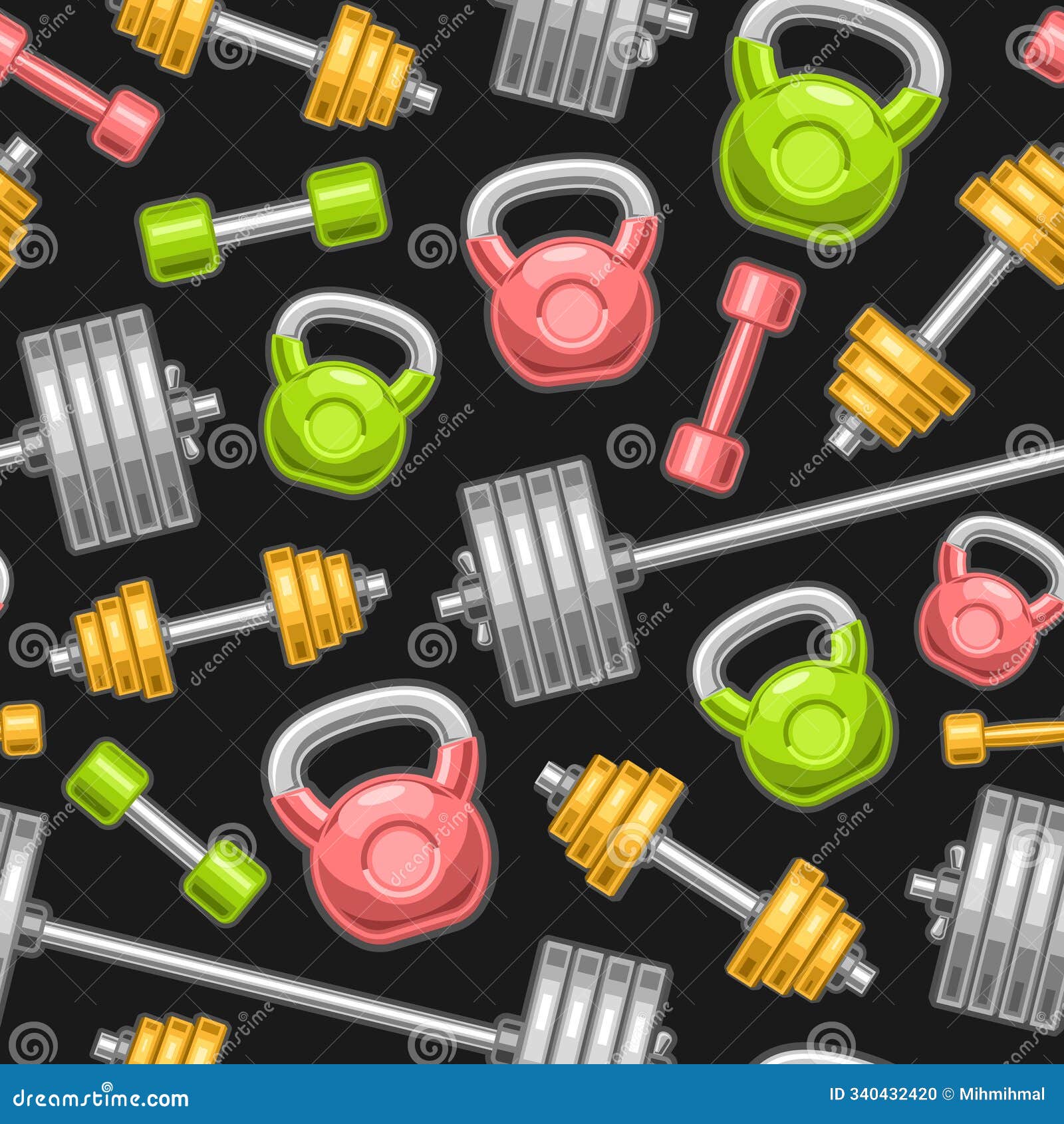 Vector Gym Seamless Pattern Stock Illustration - Illustration of ...