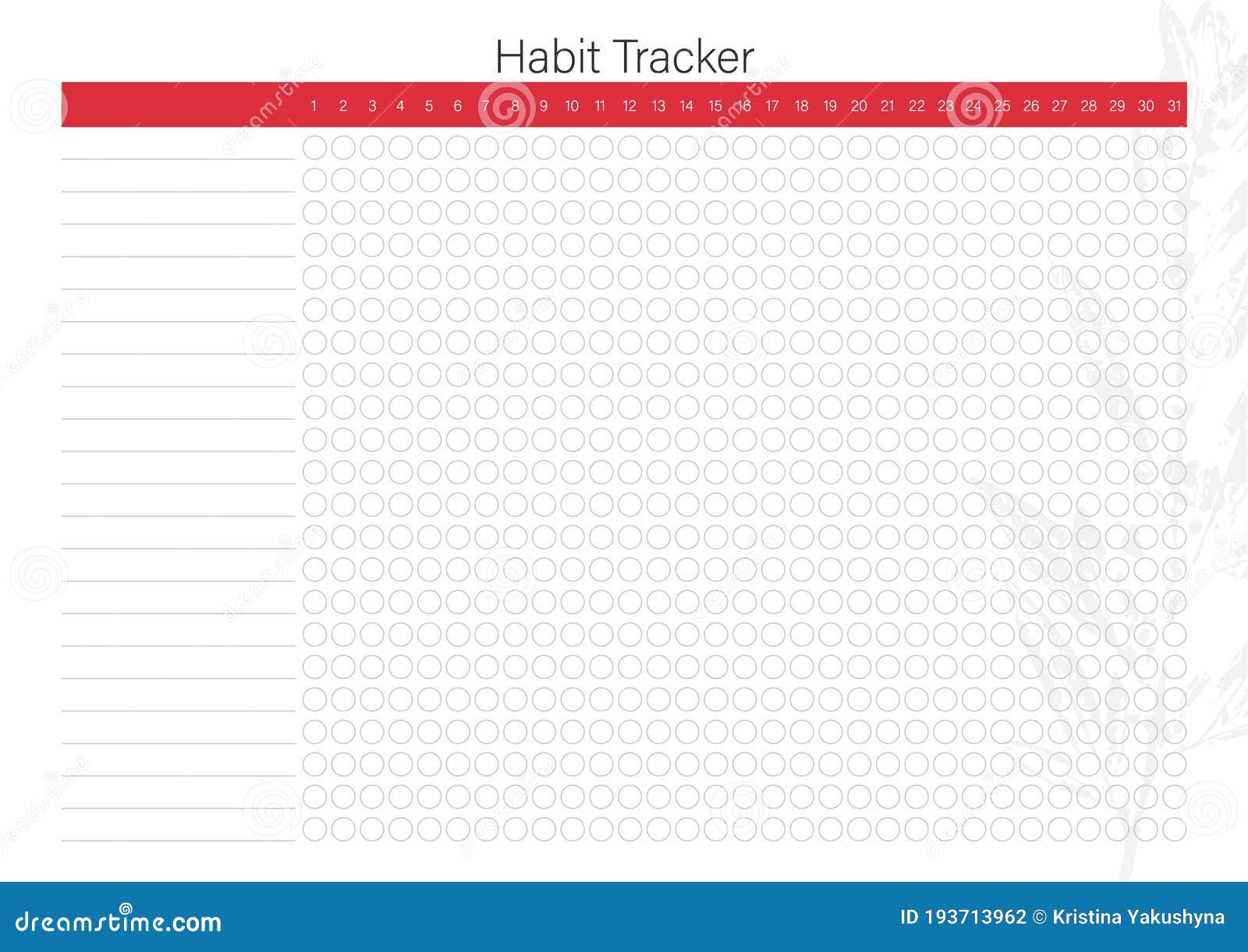 Vector Habit Tracker with Minimalistic Floral Design Stock Vector ...