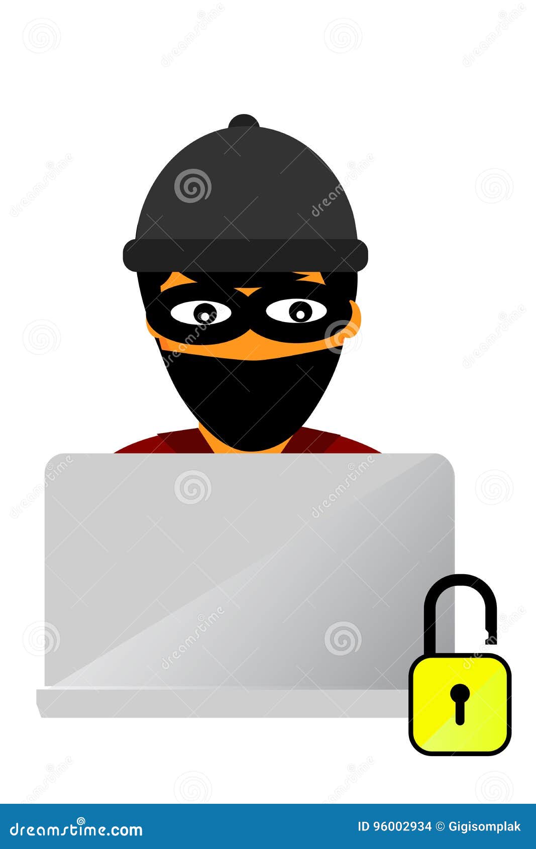 Hacker Or Cracker Using Notebook Isolated On White Stock Vector Illustration Of Hacking