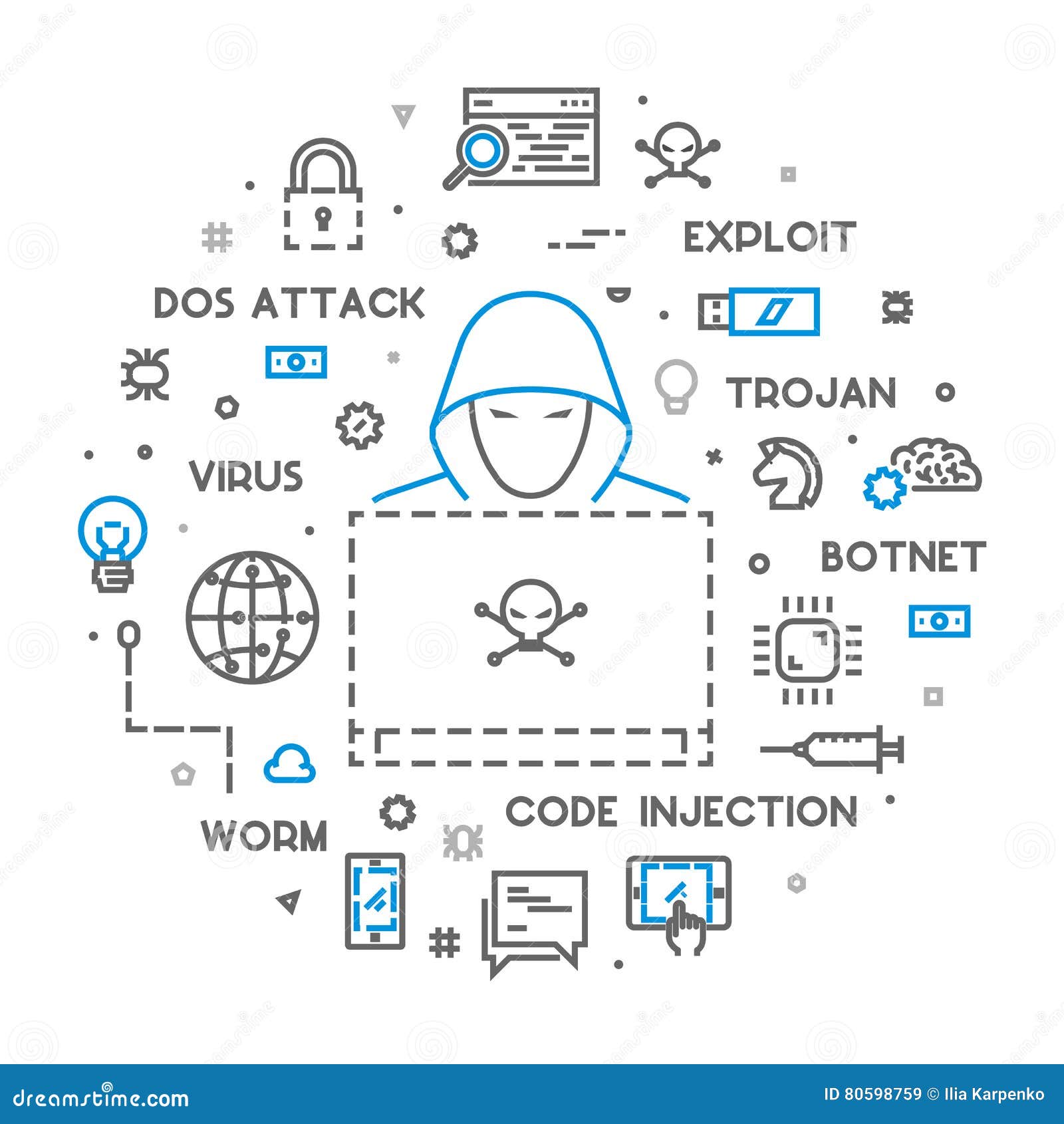Vector Hacker and Internet Crime. Stock Illustration - Illustration of ...