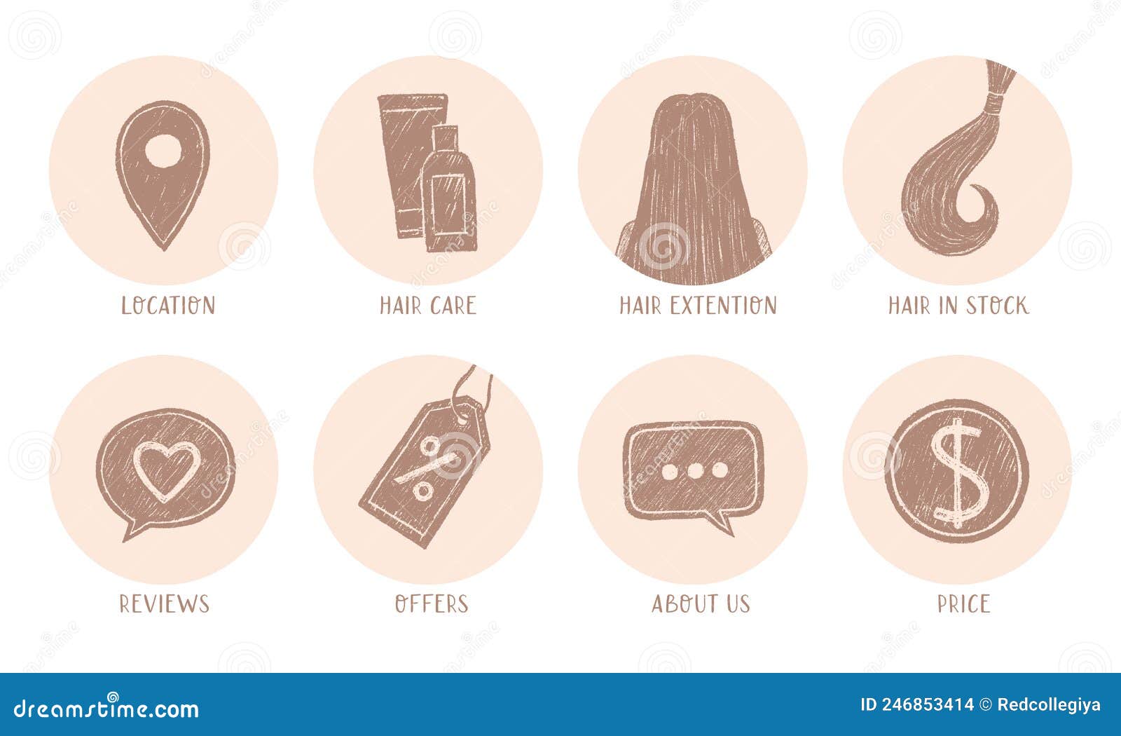 Vector Hair Extension Icon Set for Highlights Stock Vector ...