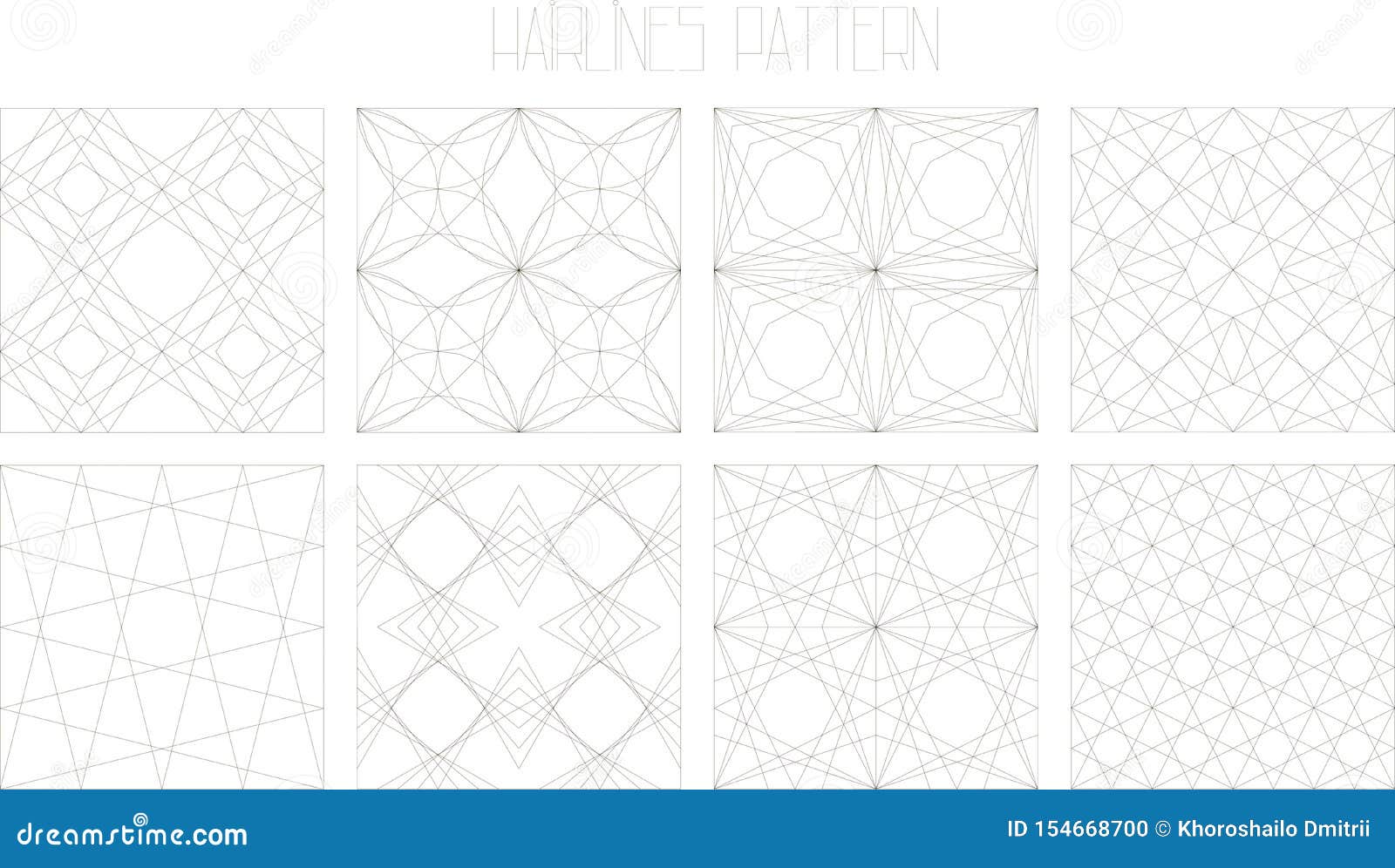 8 Vector Hairlines Geometric Patterns, Set 1, Seamless, Isolated ...