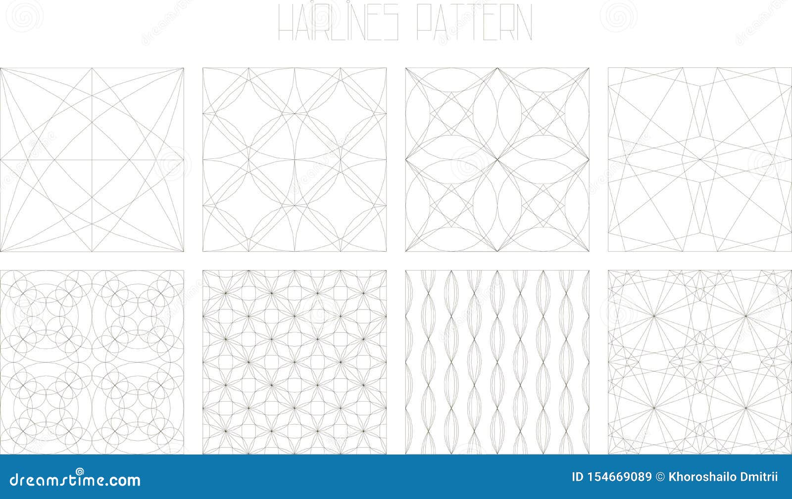 8 Vector Hairlines Geometric Patterns, Set 1, Seamless, Isolated ...