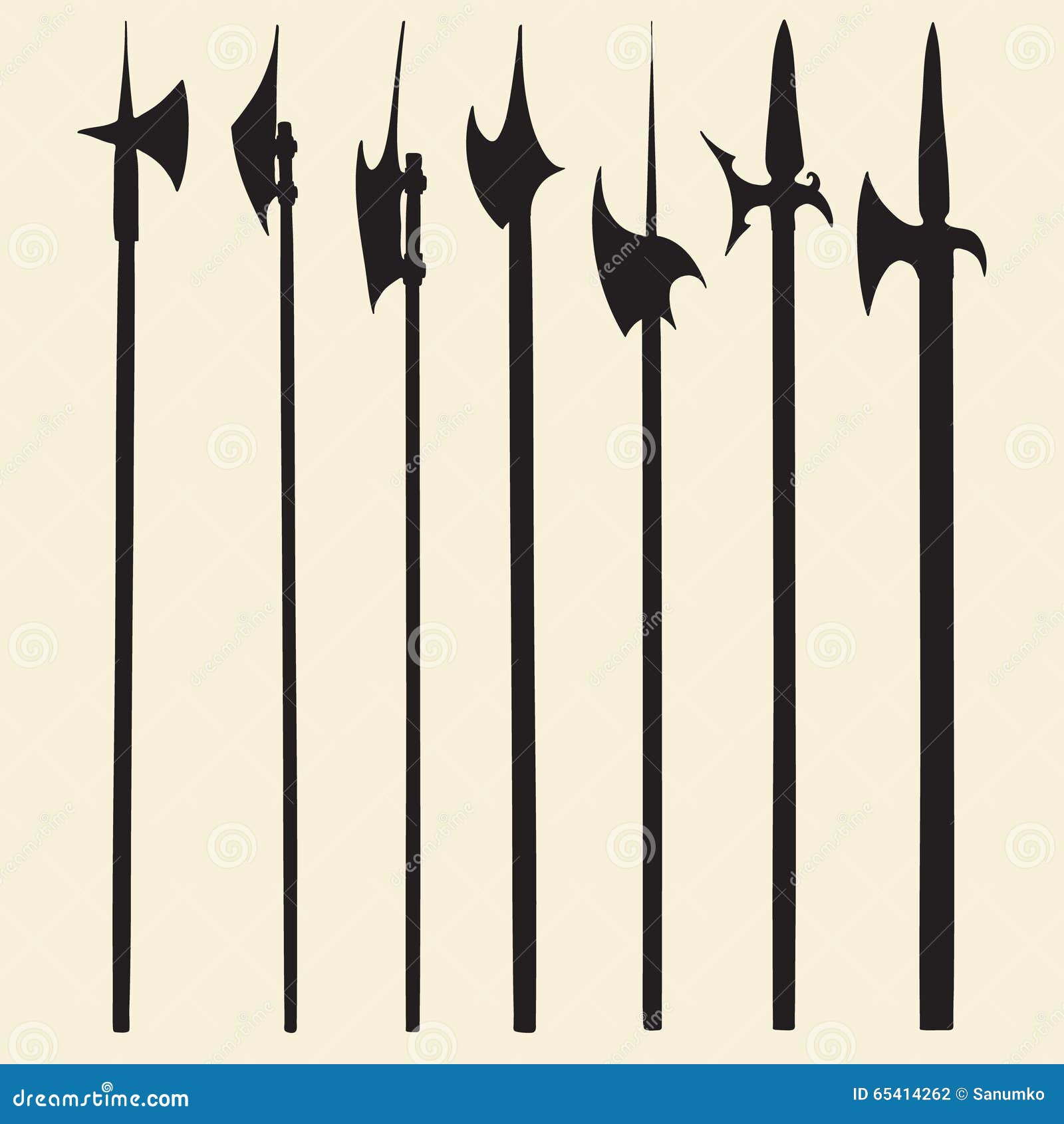 Vector Halberds Silhouettes Set Stock Vector - Illustration of poleaxe ...