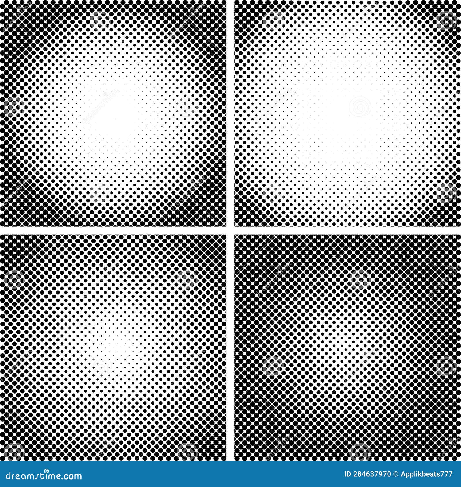 Vector Halftone Dot Textures Set. a Set of 4 Halftone Frame Patterns ...