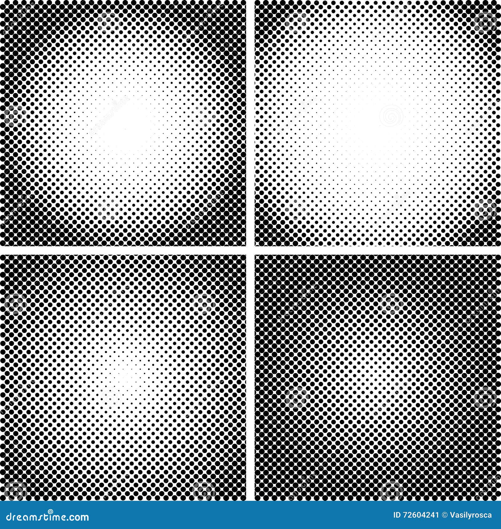 Vector Halftone Dot Textures Set. a Set of 4 Halftone Frame Patterns ...