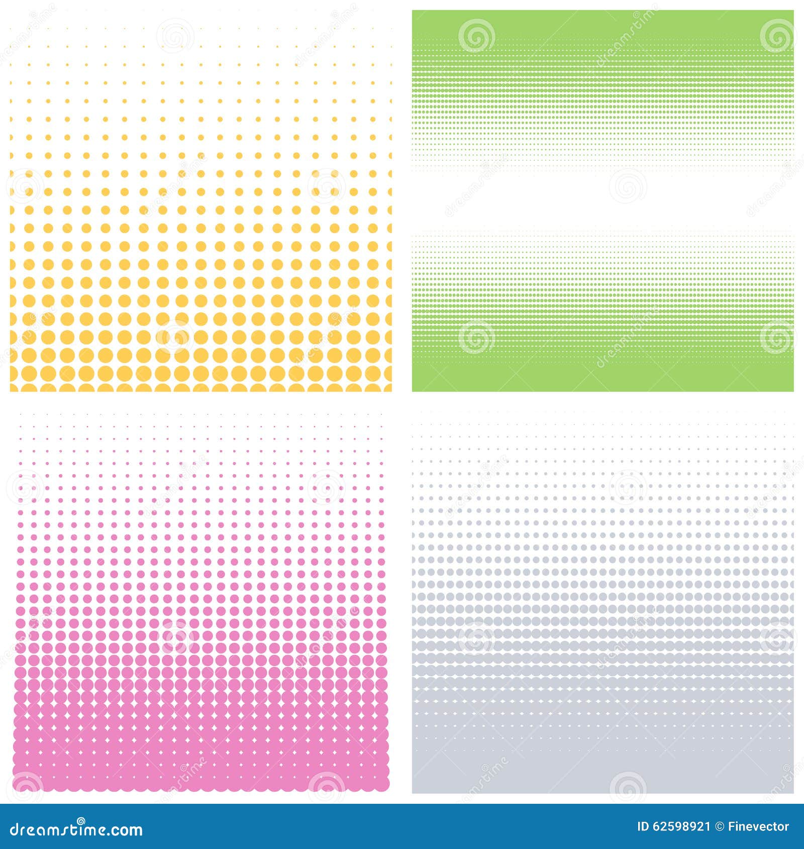 Vector Halftone Dots. Set of Color Halftone Dotted Backgrounds Stock ...