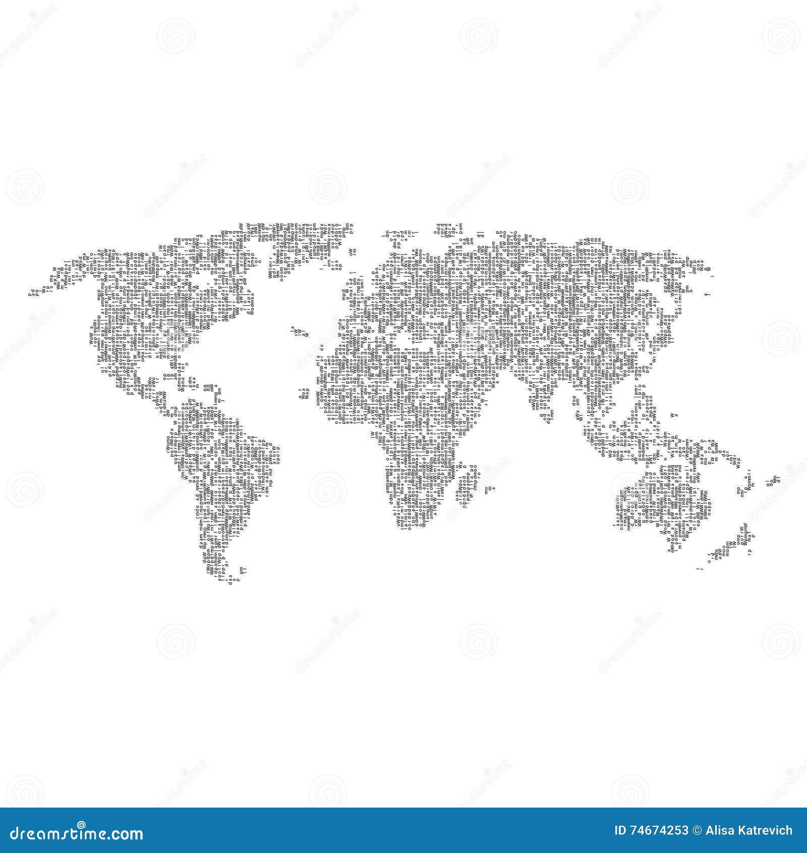 Vector Halftone Letters World Map. Continents for Your Design Stock ...