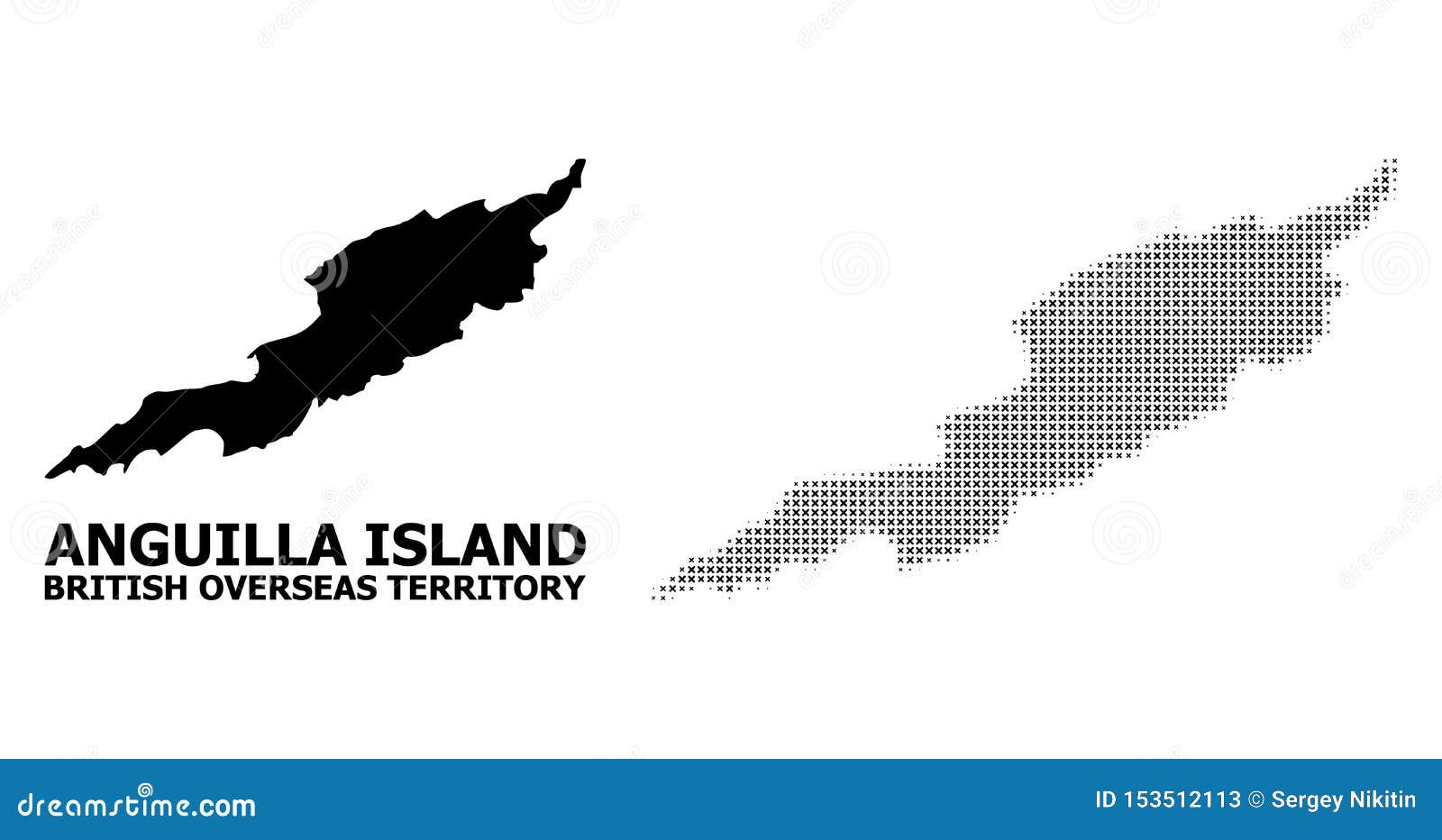 Vector Halftone Mosaic and Solid Map of Anguilla Island Stock Vector ...