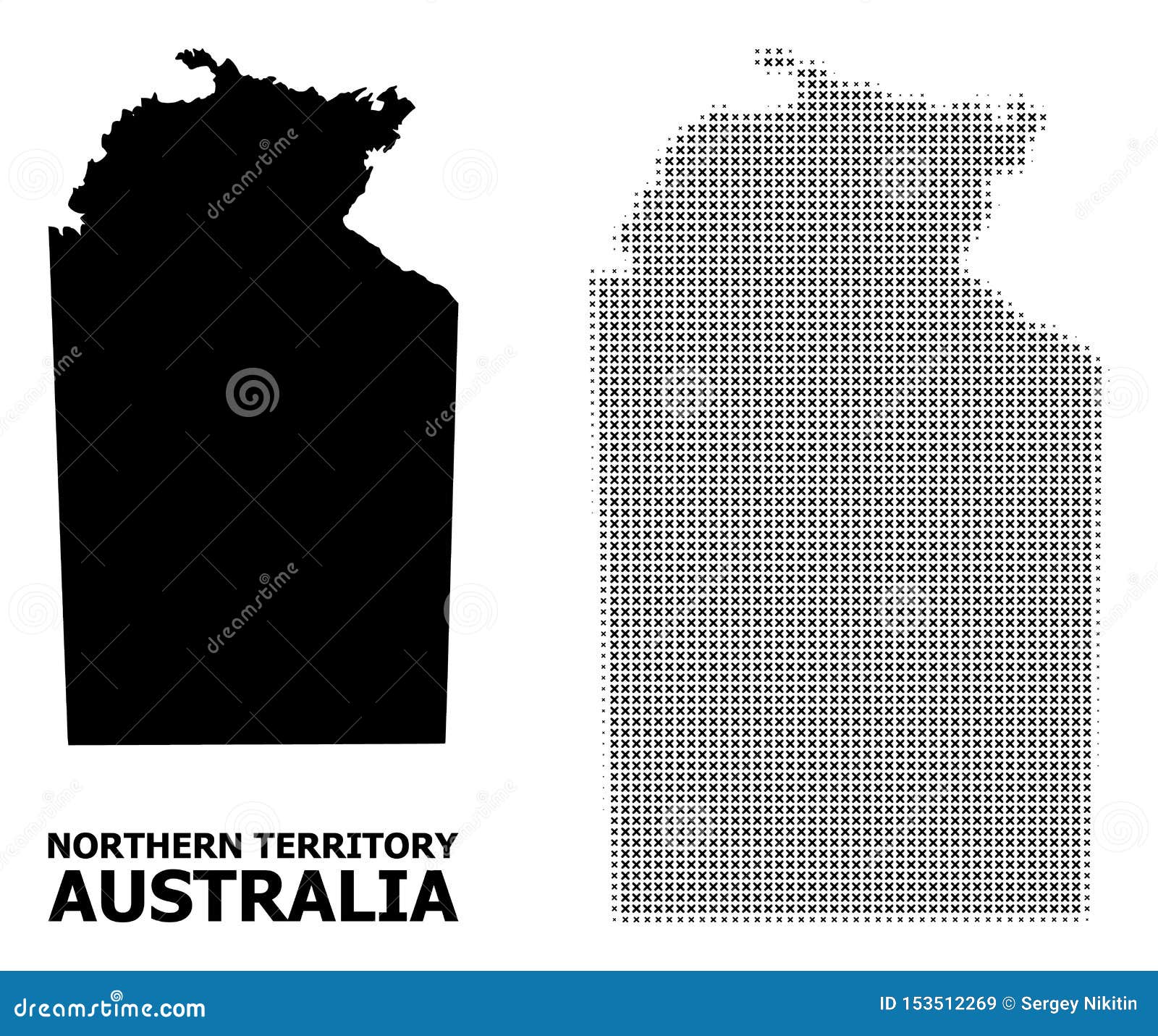 Vector Halftone Mosaic and Solid Map of Australian Northern Territory ...