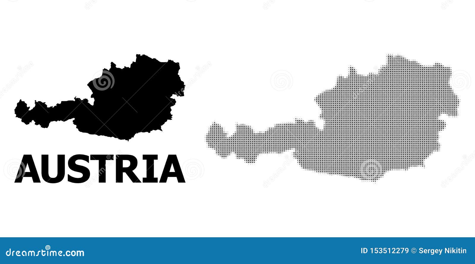 Vector Halftone Mosaic and Solid Map of Austria Stock Vector ...