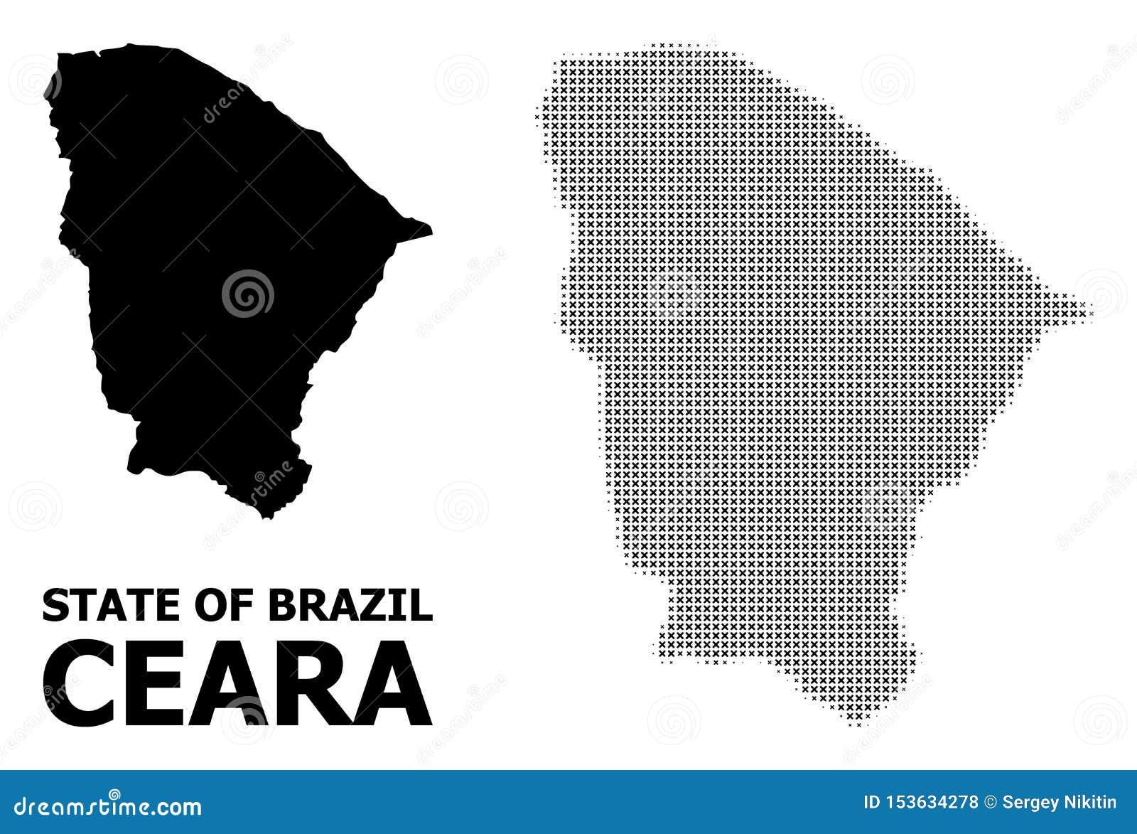 Vector Halftone Mosaic and Solid Map of Ceara State Stock Vector ...
