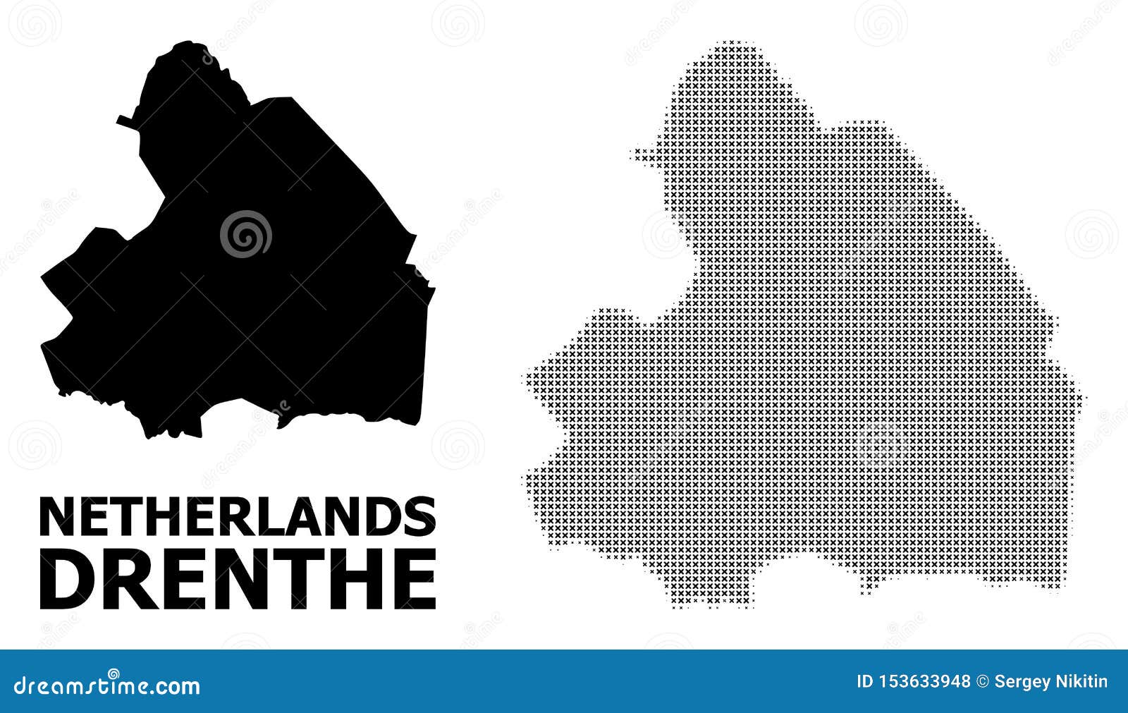 Vector Halftone Mosaic and Solid Map of Drenthe Province Stock Vector ...