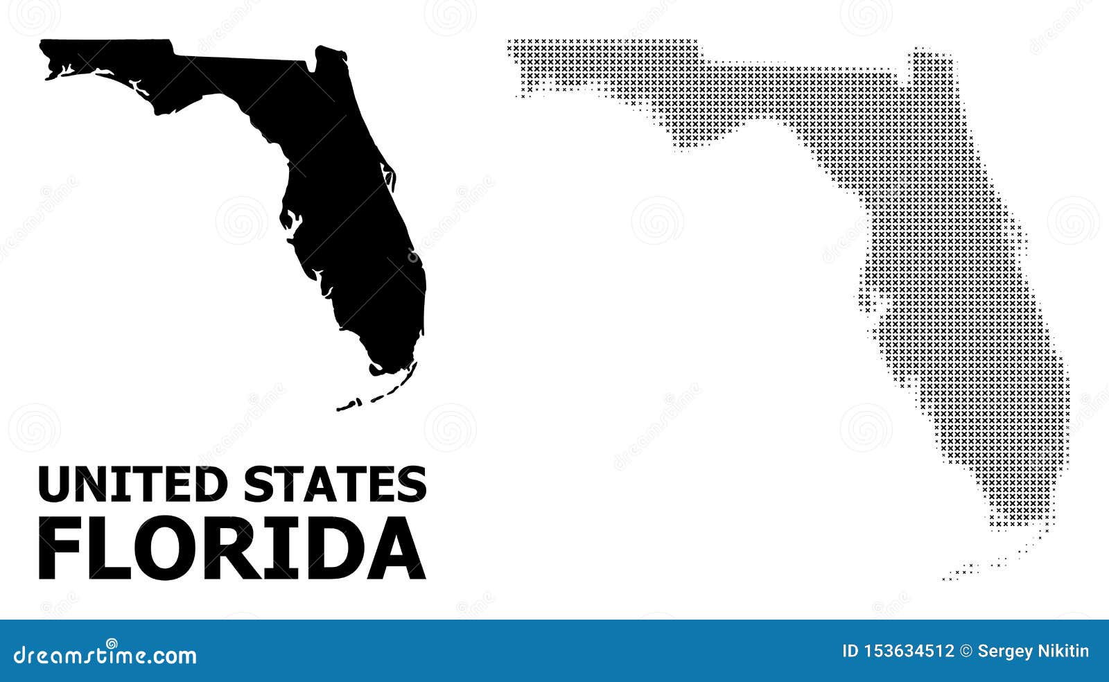 Vector Halftone Mosaic and Solid Map of Florida State Stock Vector ...