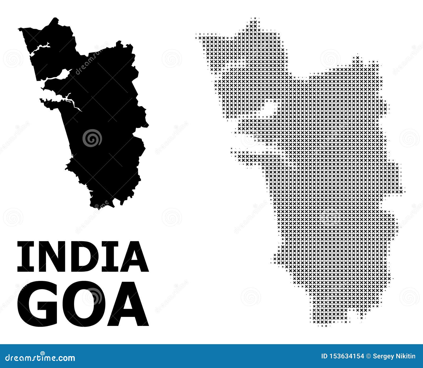 Vector Halftone Mosaic and Solid Map of Goa State Stock Vector ...