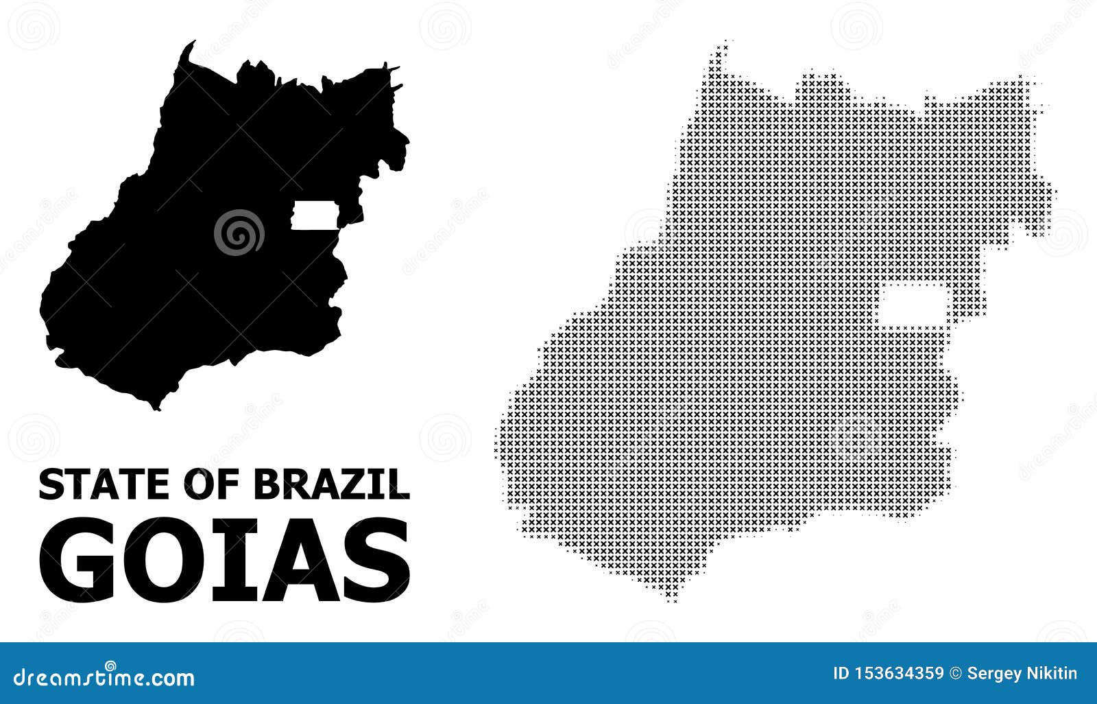 Vector Halftone Mosaic and Solid Map of Goias State Stock Vector ...