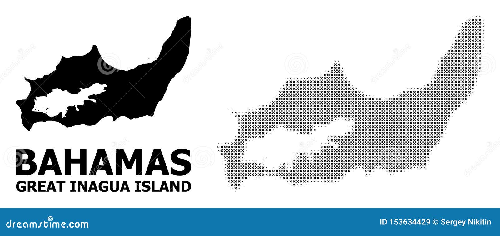 Vector Halftone Mosaic and Solid Map of Great Inagua Island Stock ...