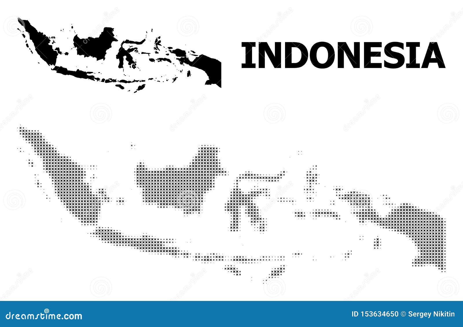 Vector Halftone Mosaic and Solid Map of Indonesia Stock Vector ...