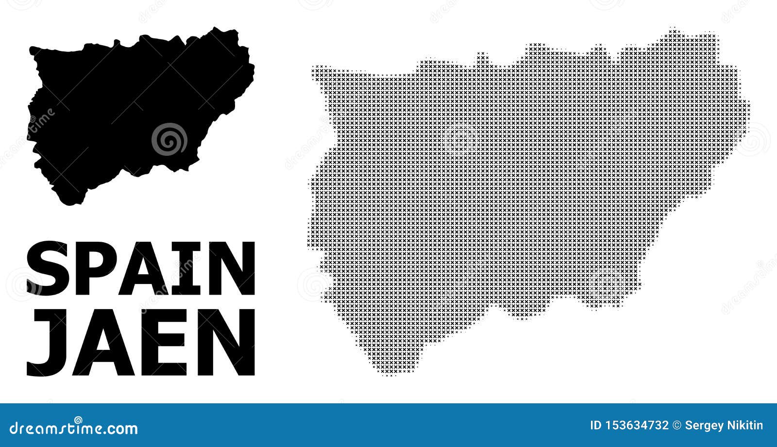 Vector Halftone Mosaic and Solid Map of Jaen Spanish Province Stock ...