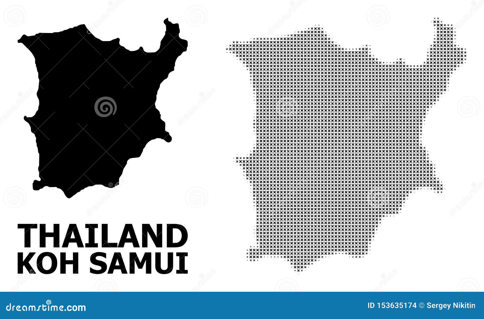 Vector Halftone Mosaic and Solid Map of Koh Samui Stock Vector ...