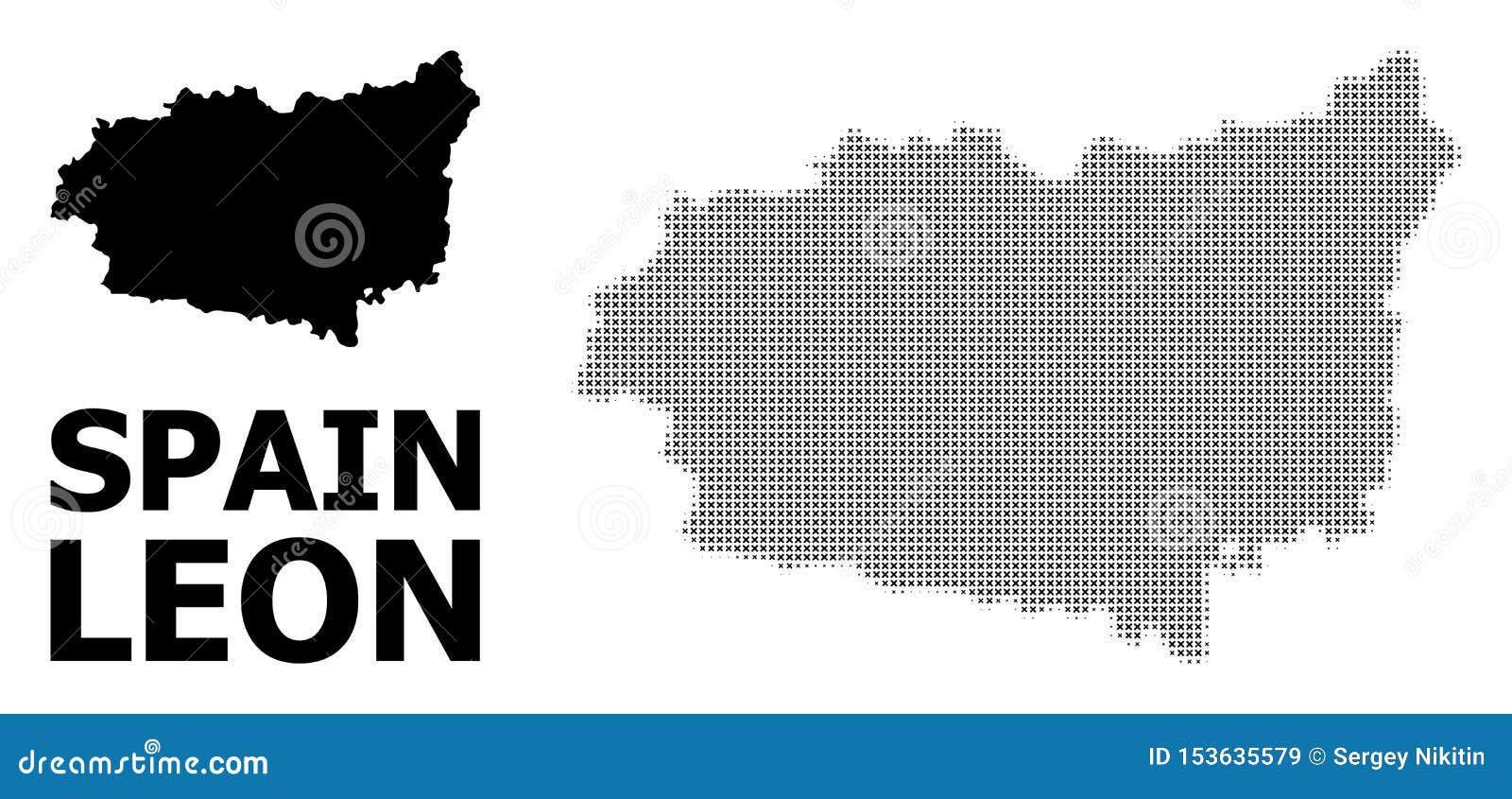 Vector Halftone Mosaic and Solid Map of Leon Province Stock Vector ...