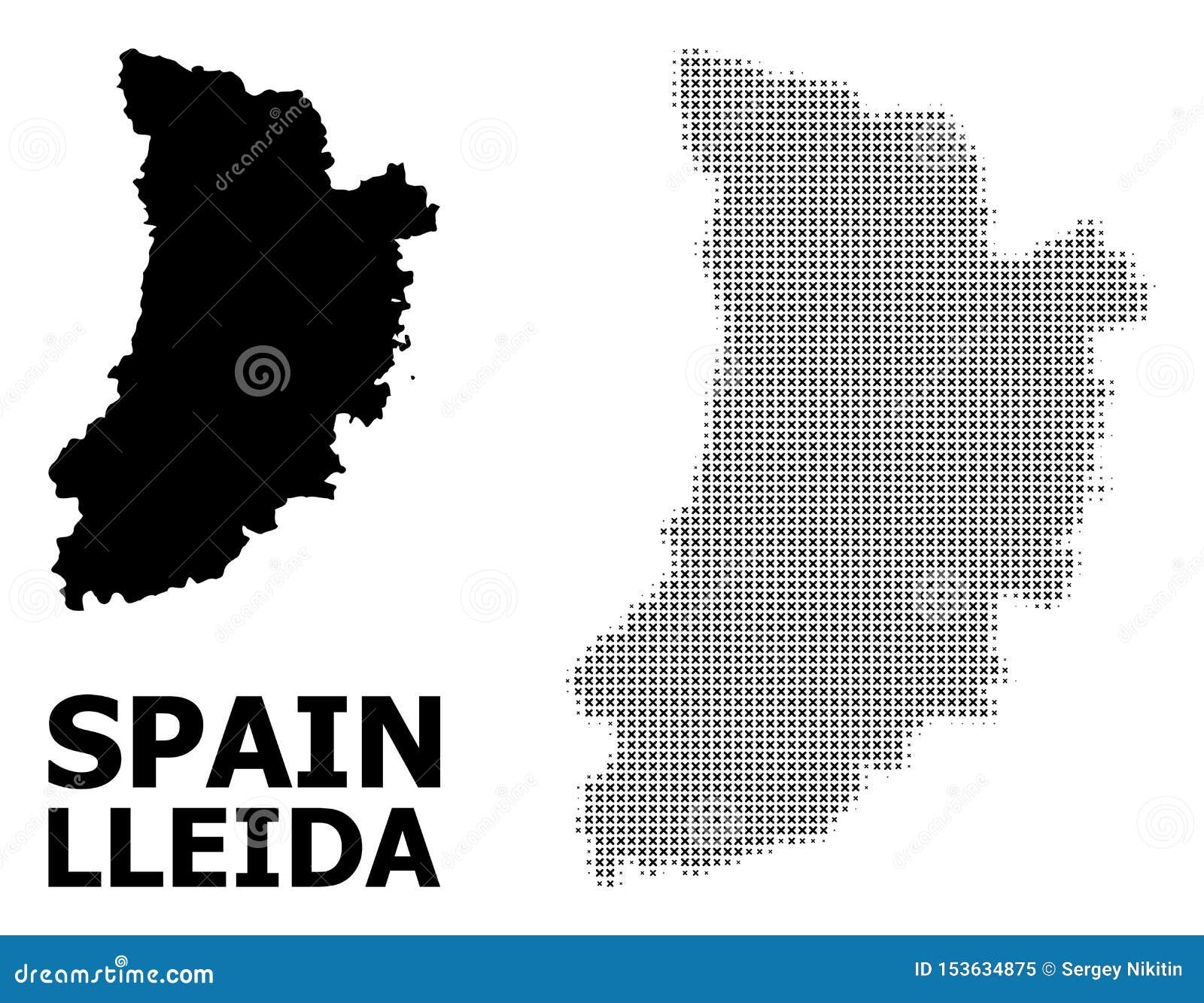 Lleida Map Vector Silhouette Illustration Isolated On White Background ...