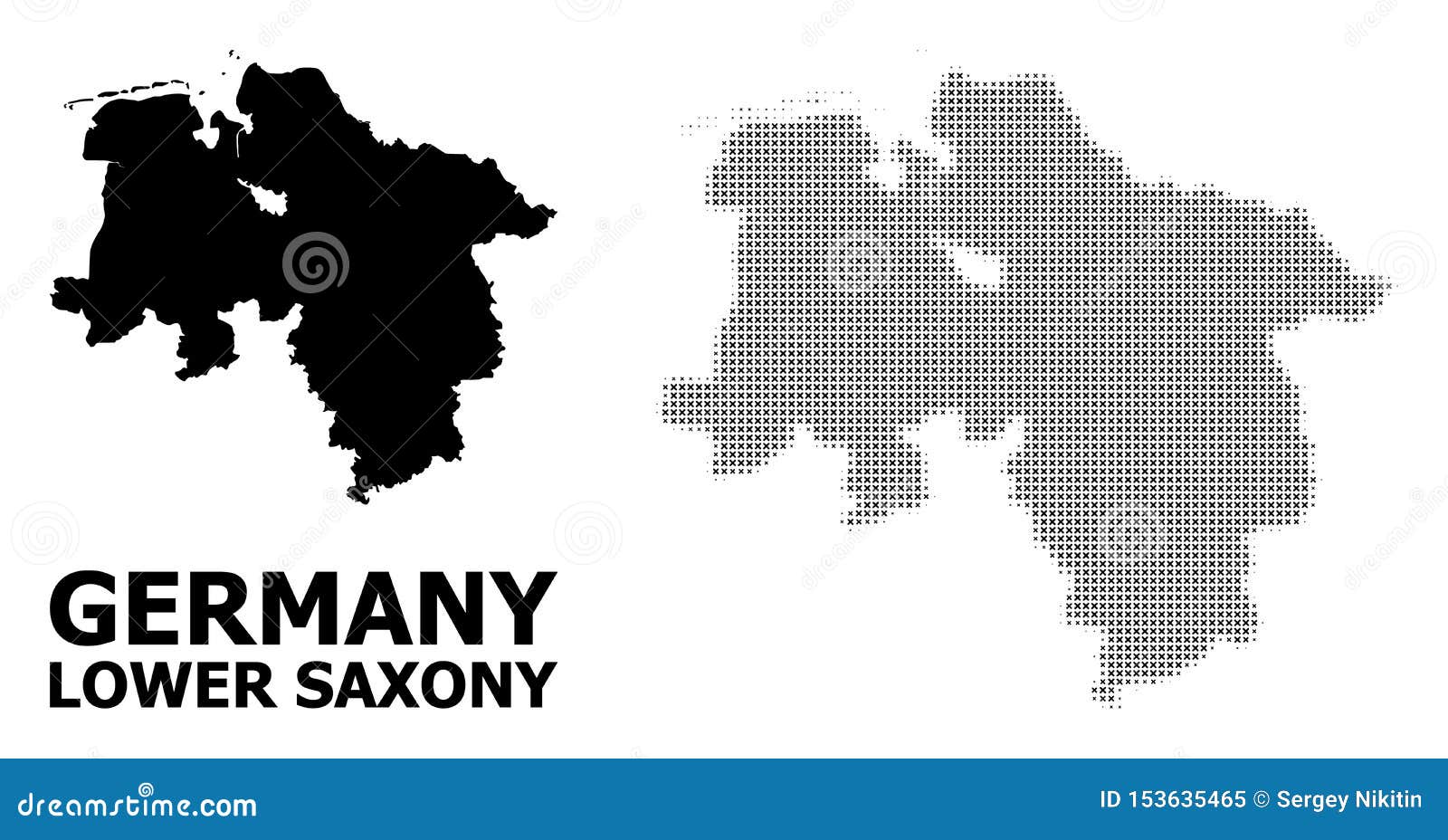 Vector Halftone Mosaic and Solid Map of Lower Saxony State Stock Vector ...