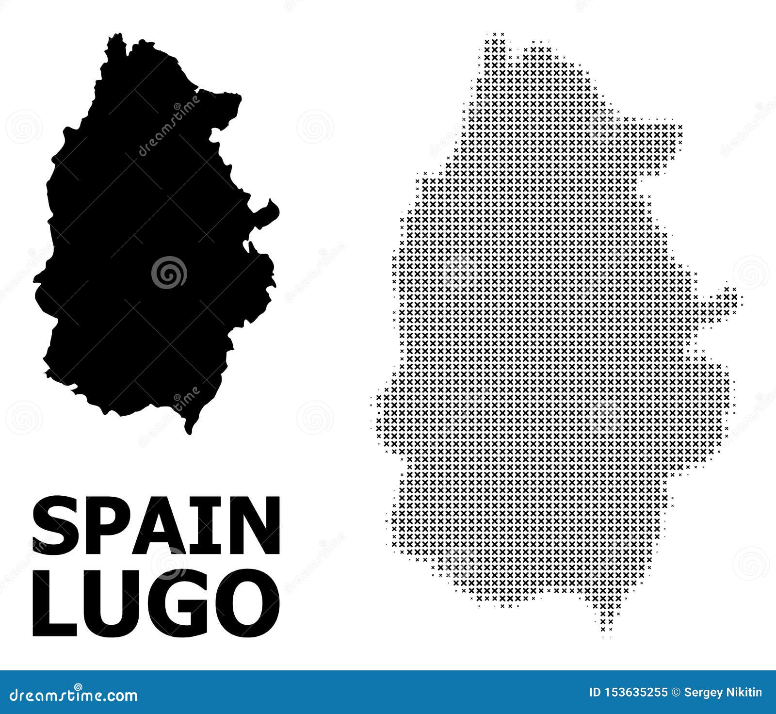 Vector Halftone Mosaic and Solid Map of Lugo Province Stock Vector ...