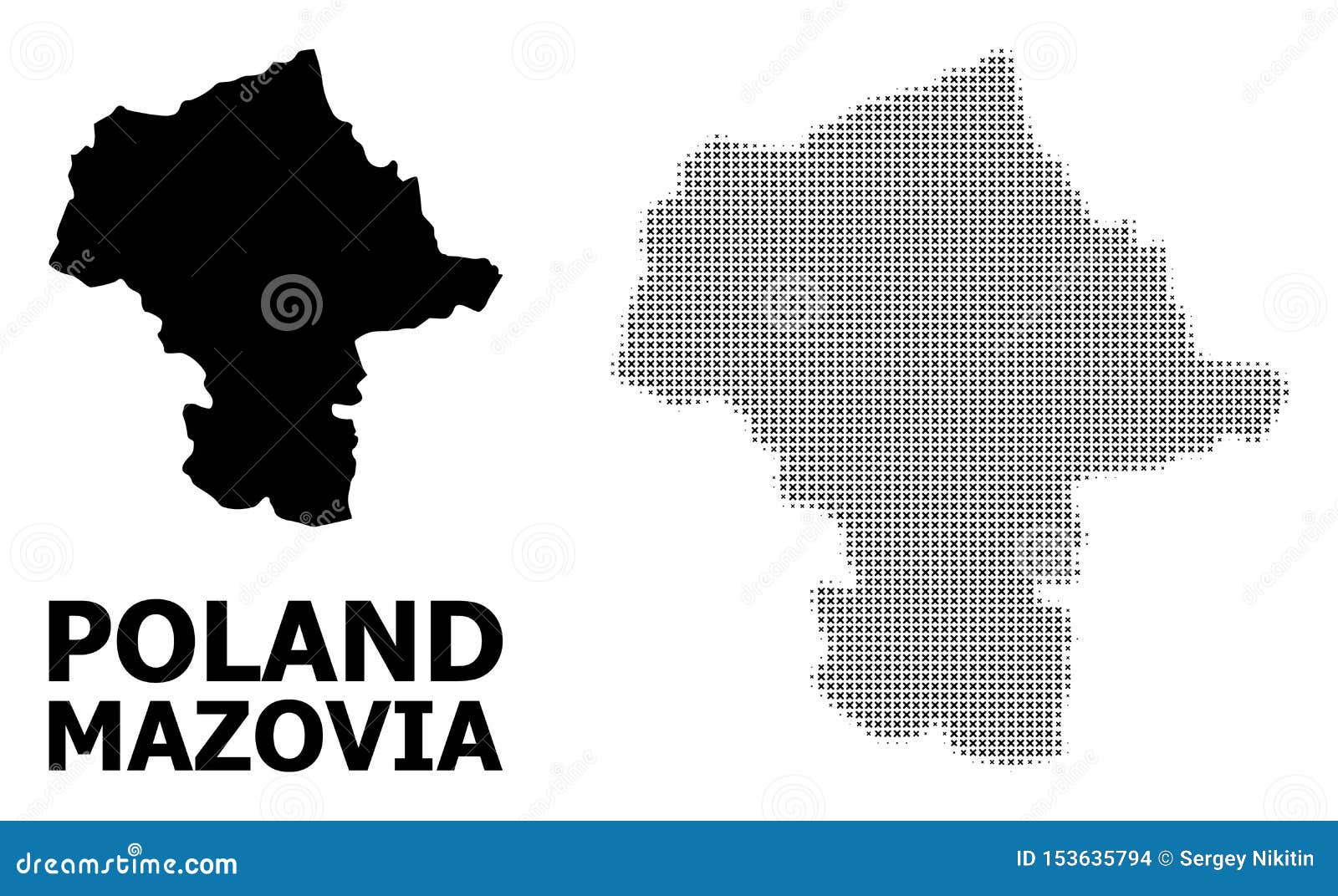 Vector Halftone Mosaic and Solid Map of Mazovia Province Stock Vector ...
