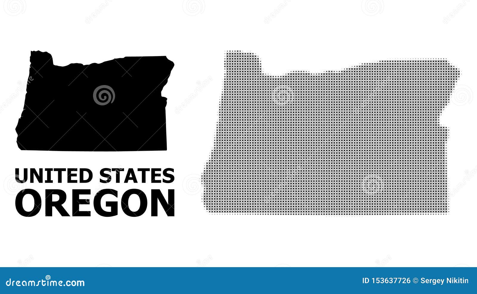 Vector Halftone Mosaic and Solid Map of Oregon State Stock Vector ...